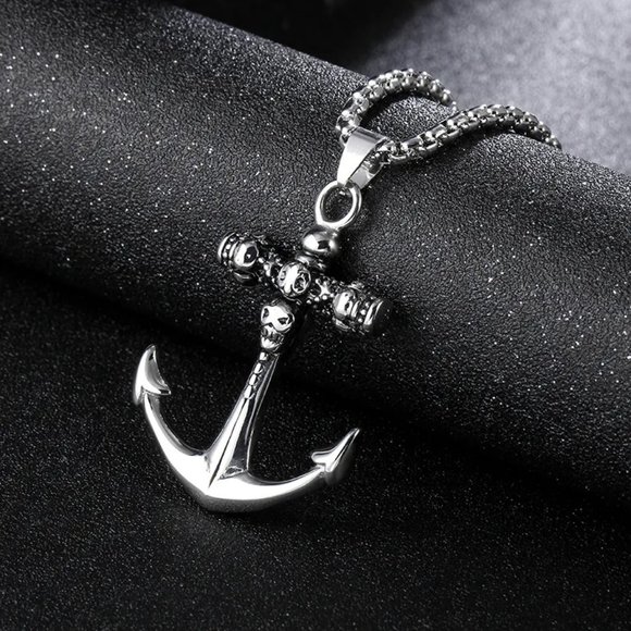 None | Accessories | Anchor Pendant Necklace Titanium Steel Silver ...